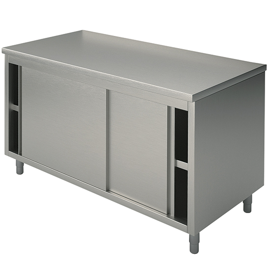 Workbench with sliding doors, depth 700 mm - Restaurang & Kökskompaniet
