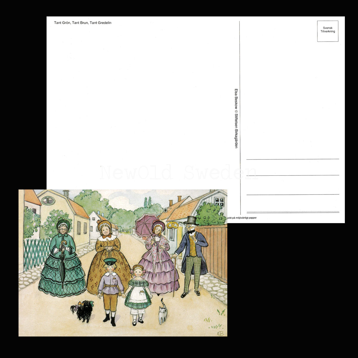 Tant Grön, Tant Brun, Tant Gredelin - Elsa Beskow - Vykort A4 ...