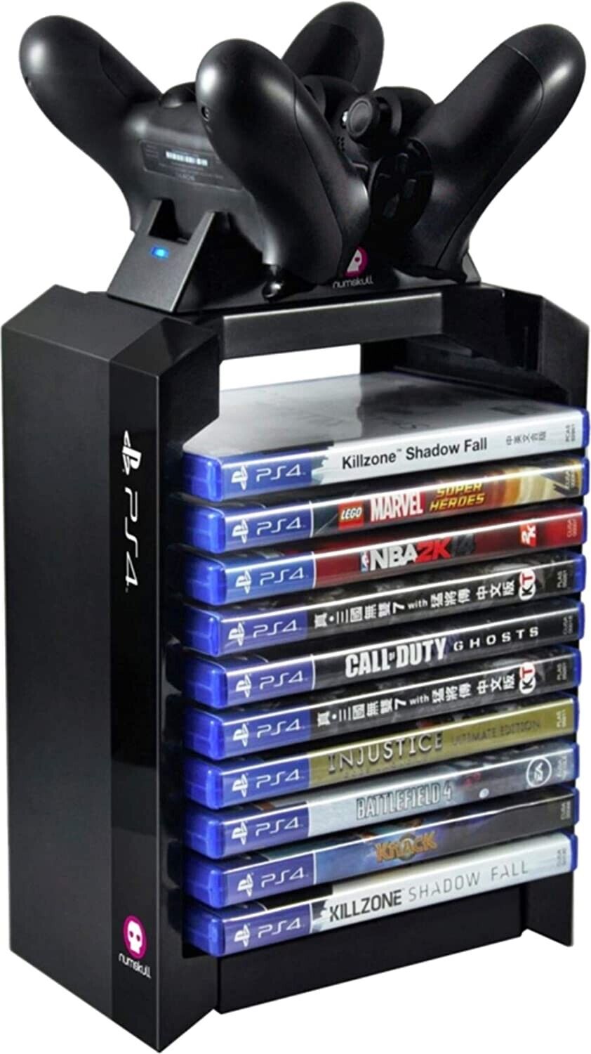 Official Numskull PS4 Game Storage Tower + Twin Dual Shock Controller ...