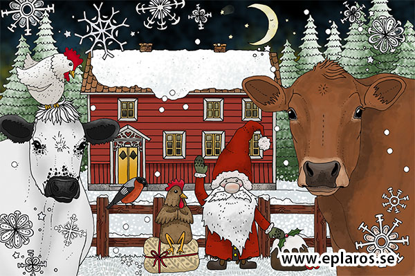 Vykort 10x15 cm Julkort Tomte vinkar - eplaros