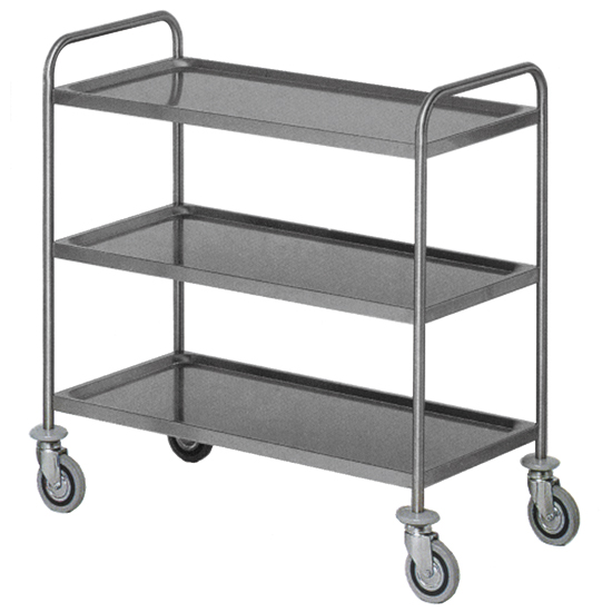 Serveringsvagn in rostfritt stål med 3 nivåer 780x430 mm - Restaurangkök.se