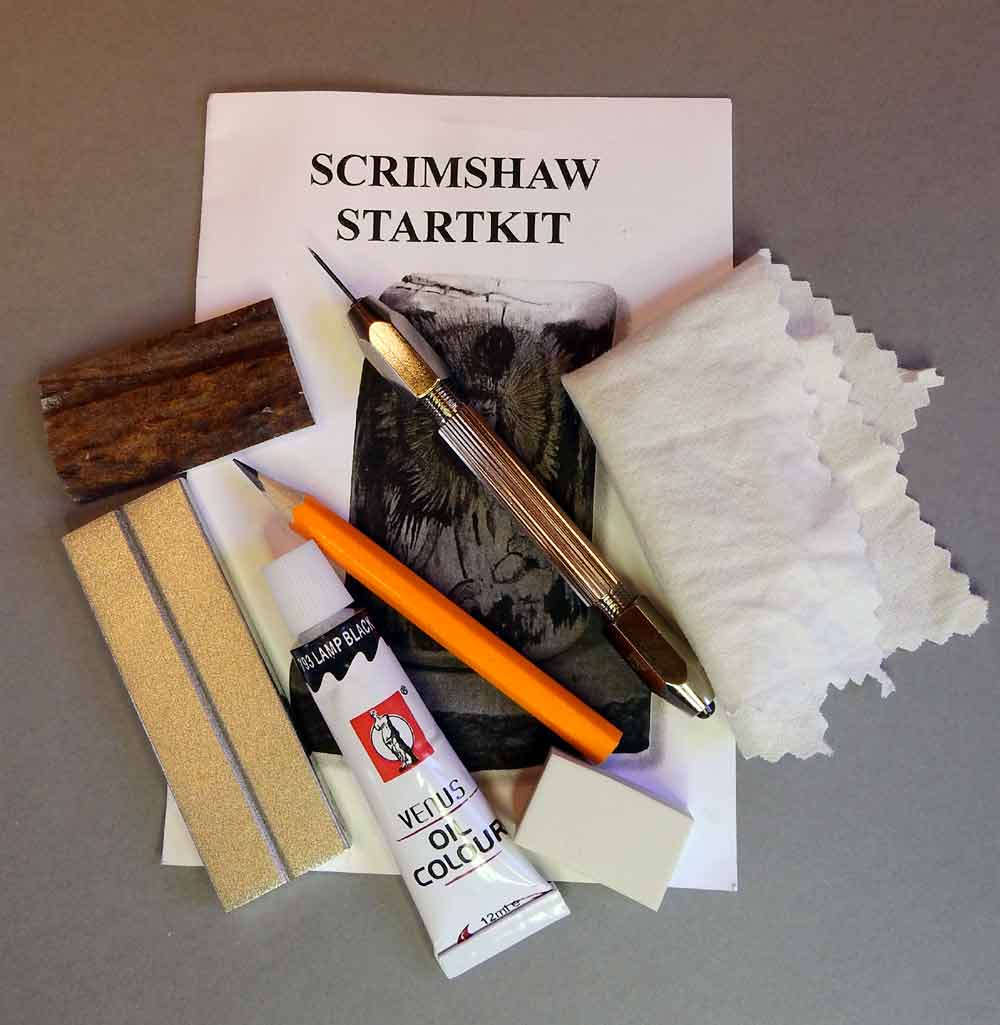 Scrimshaw set Eng/Ger - art-knives.com