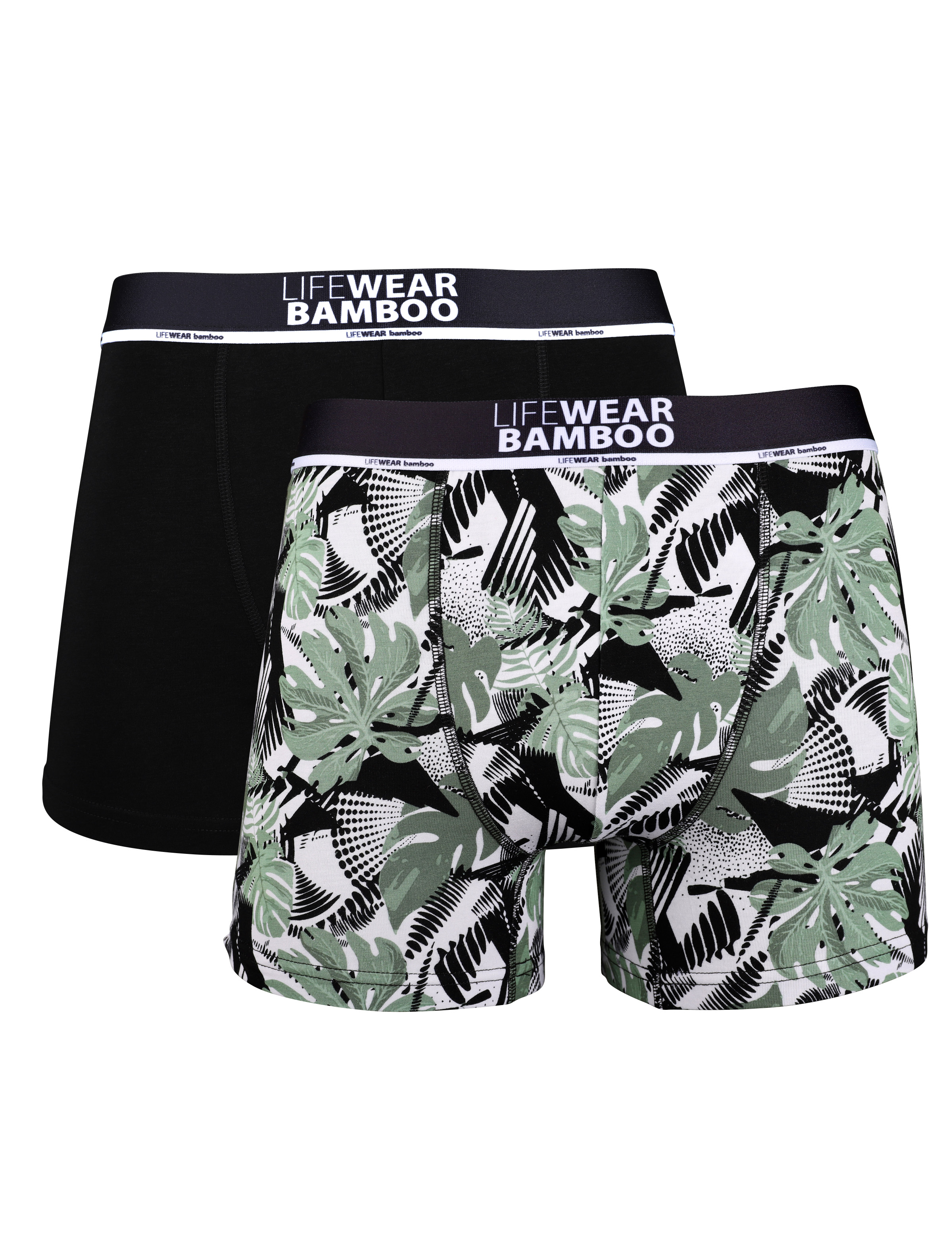 2-pack boxerkalsonger i bambu- grönvita - Bambuboden