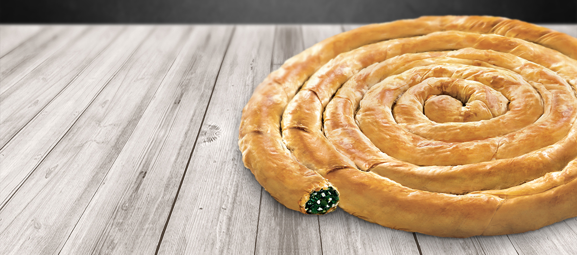 Filo spiral pie with Feta Cheese, Spinach and Extra Virgin Olive Oil ...