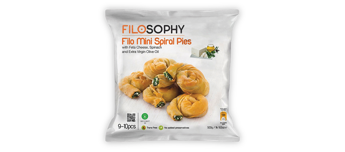 Filo mini spiral pies with Feta Cheese, Spinach and Extra Virgin Olive ...