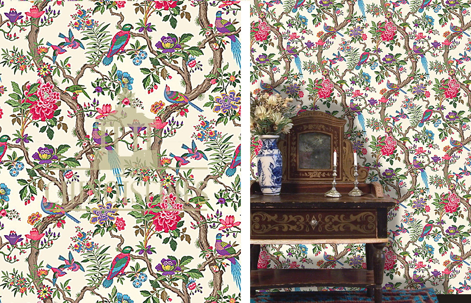 Boracay- fabric from Les Chinoiseries - Miniatyrskatt AB