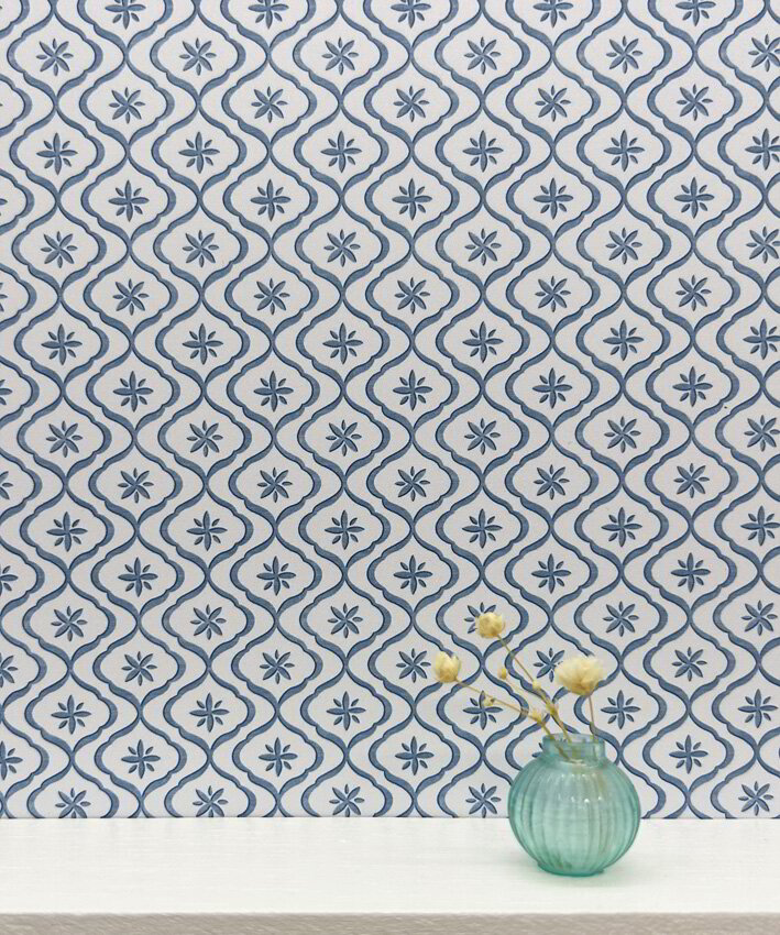 Wallpaper - allmoge blue -from Mormors dickskåp - Miniatyrskatt AB