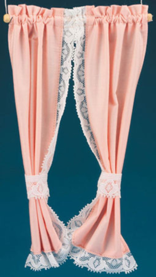 Peach color curtains - Miniatyrskatt AB