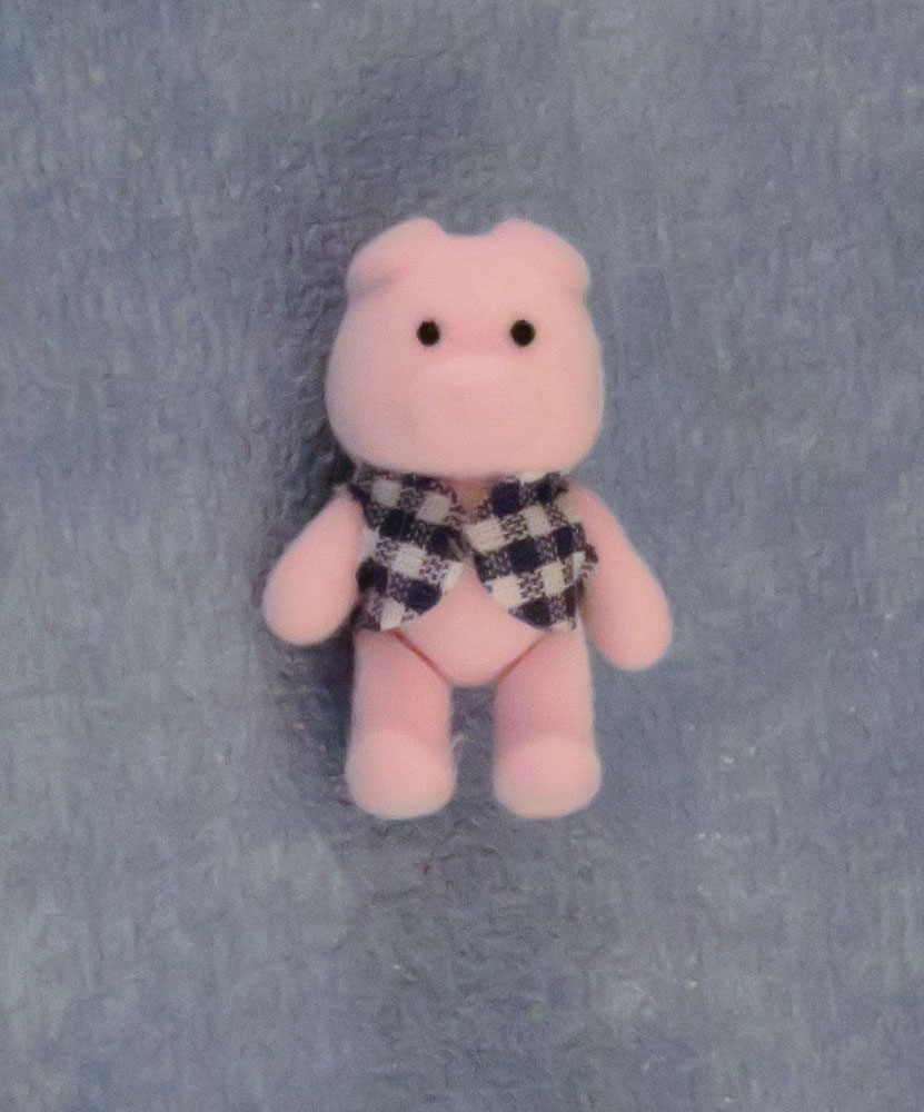 Pig 3 cm fluffy blue west - Miniatyrskatt AB