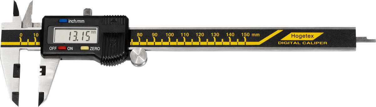 Digital caliper for crimp height measurement, with thumb roller ...