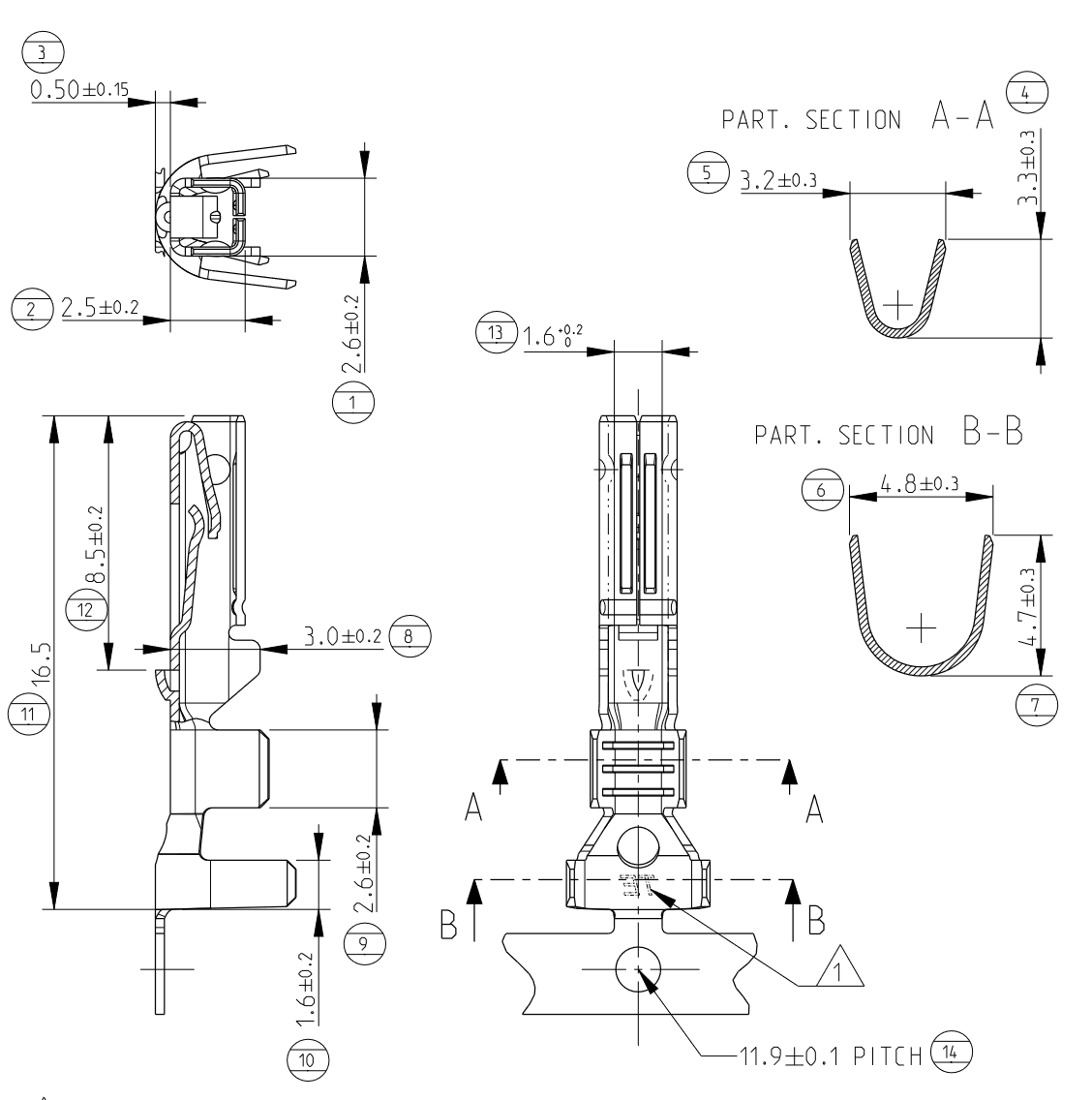 282110-1 TE Superseal terminal 1.5mm - Calotec AB