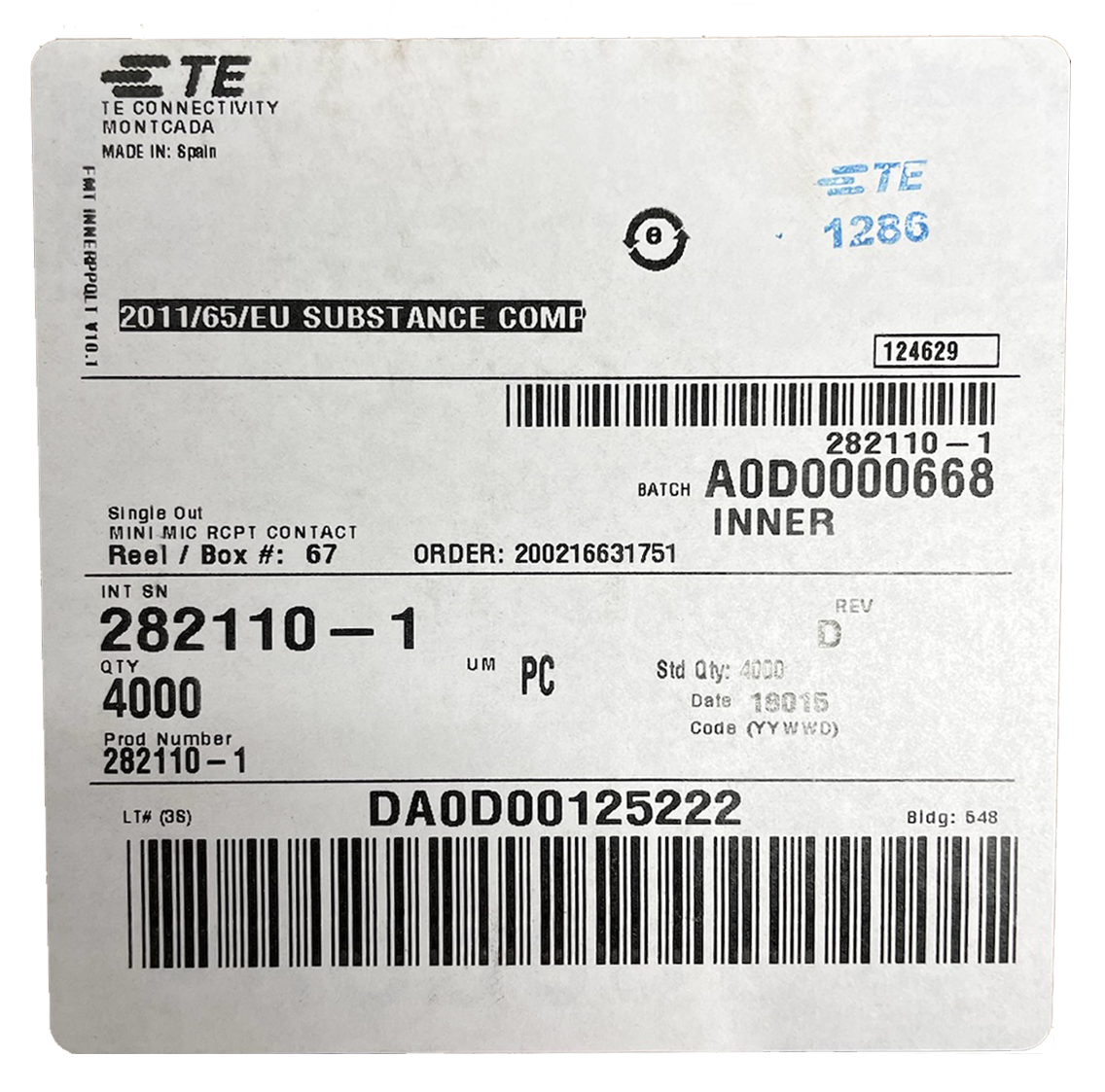282110-1 TE Superseal terminal 1.5mm - Calotec AB