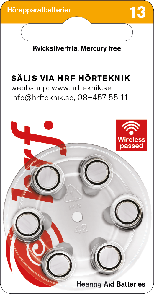Hörapparatbatteri HRF-label 13/ 10 st - HRF Hörteknik AB