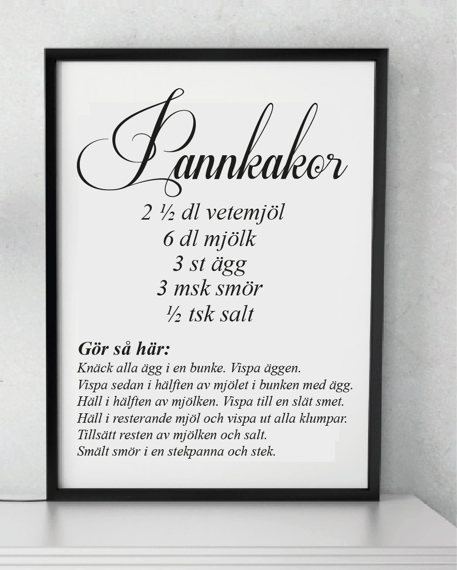 Pannkakor recept Poster - Paxlux.se