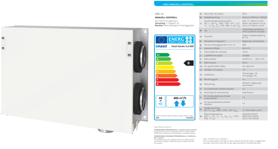 Flexit Nordic CL4 RER Höger Max 190 m².Perfekt som vindsplacering och 5 ...