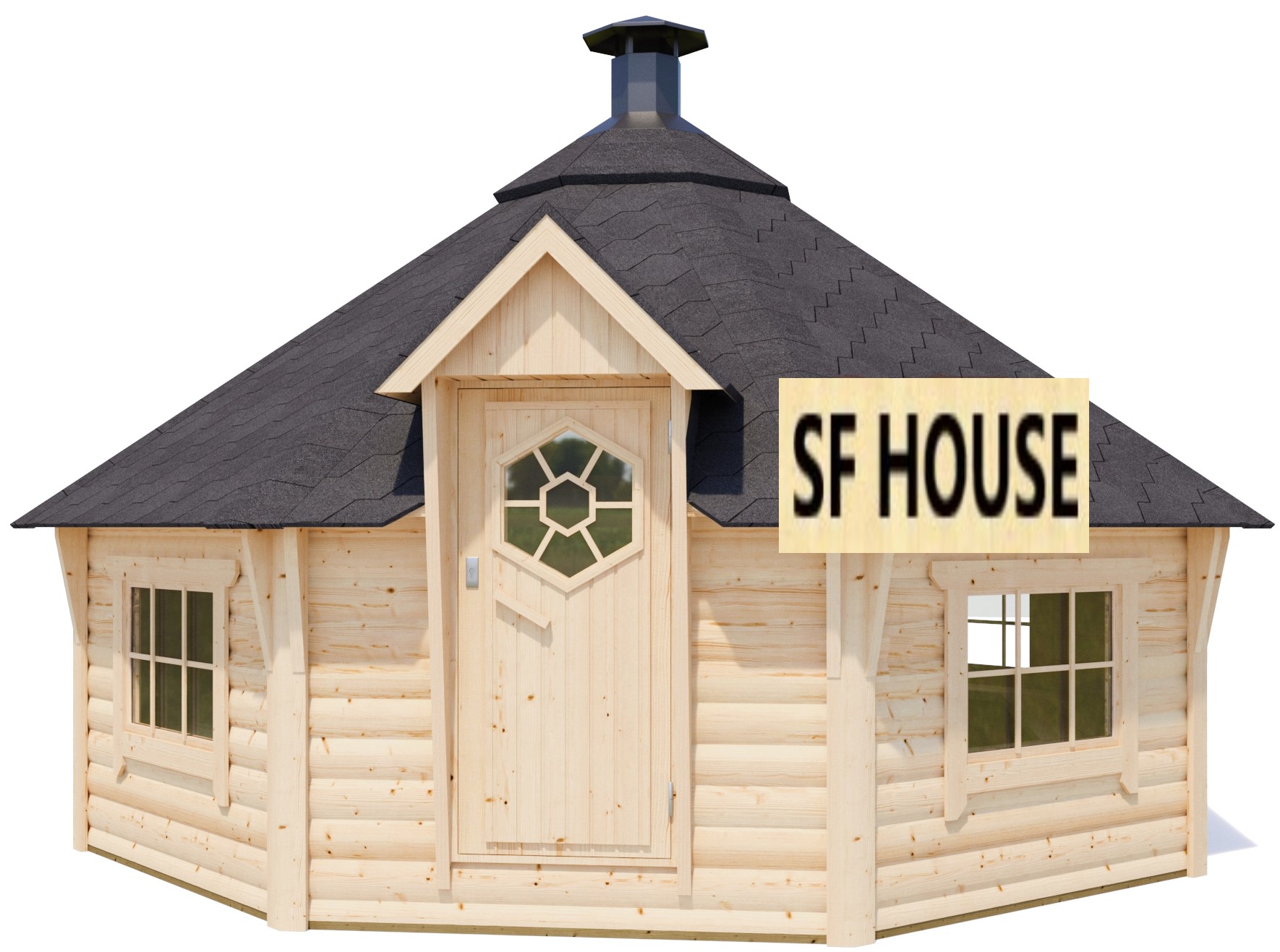 GRILLSTUGA / GRILLHUS L 16,9M² Halvrund tømmer - SF HOUSE