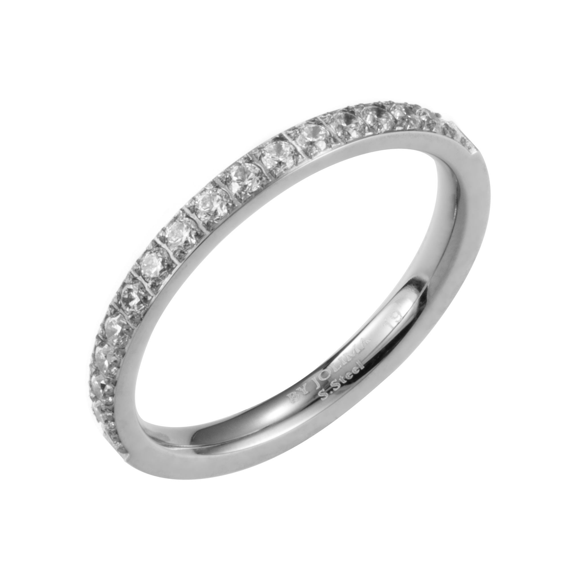 Celine crystal ring, clear steel - By Jolima