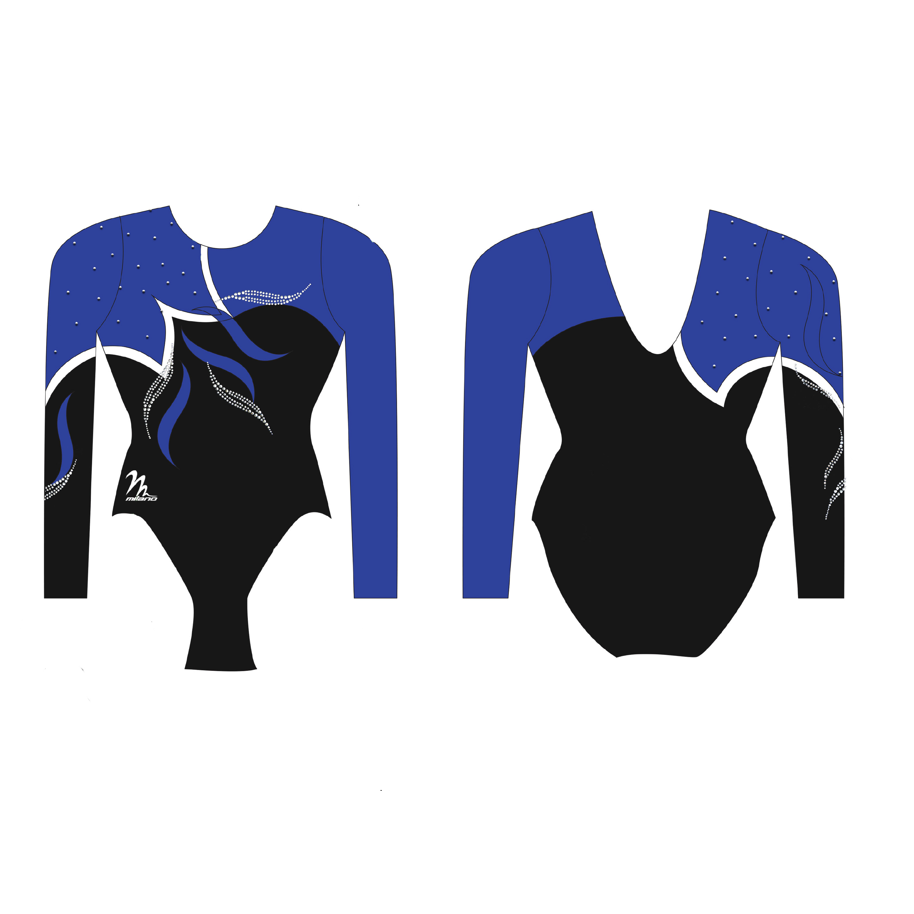 Tävlingsdräkt för GK Frivolten, glittrigt tyg och lycra med diamanter ...