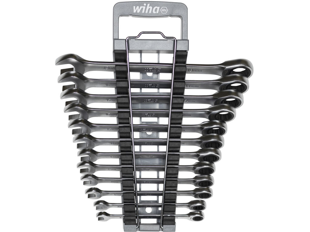 Ring ratchet open-ended spanner set 13 pcs. with holder - Etronix Group ...