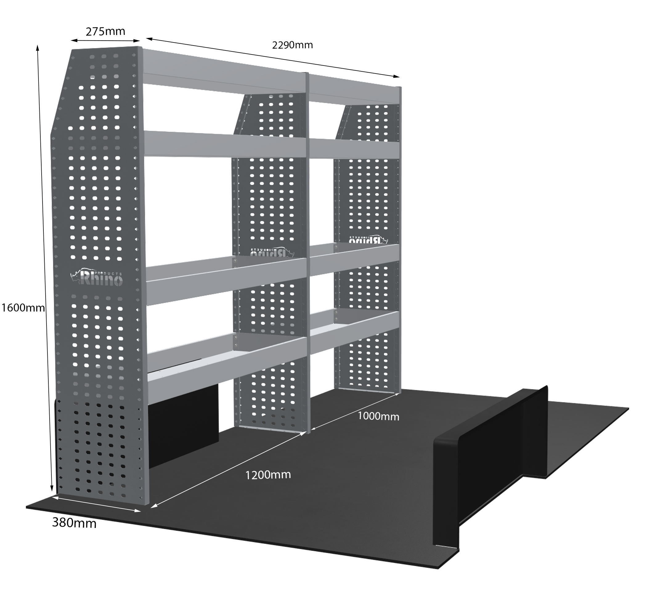 MR4 bilinredning hyllor Ford Transit Custom 2013-2023 - Rhino Products webshop - Sverige