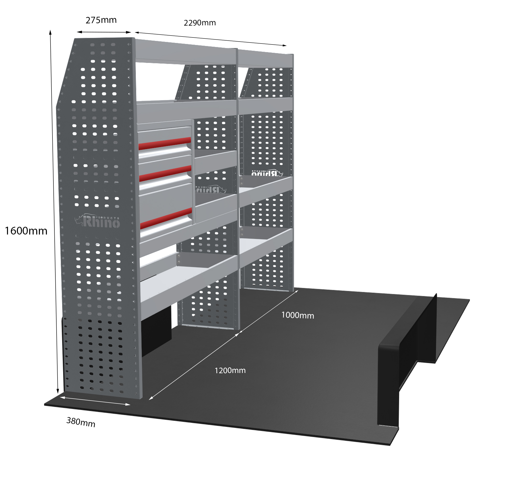 MR4 bilinredning hyllor och utdragbara lådor Ford Transit Custom 2013-2023 - Rhino Products ...