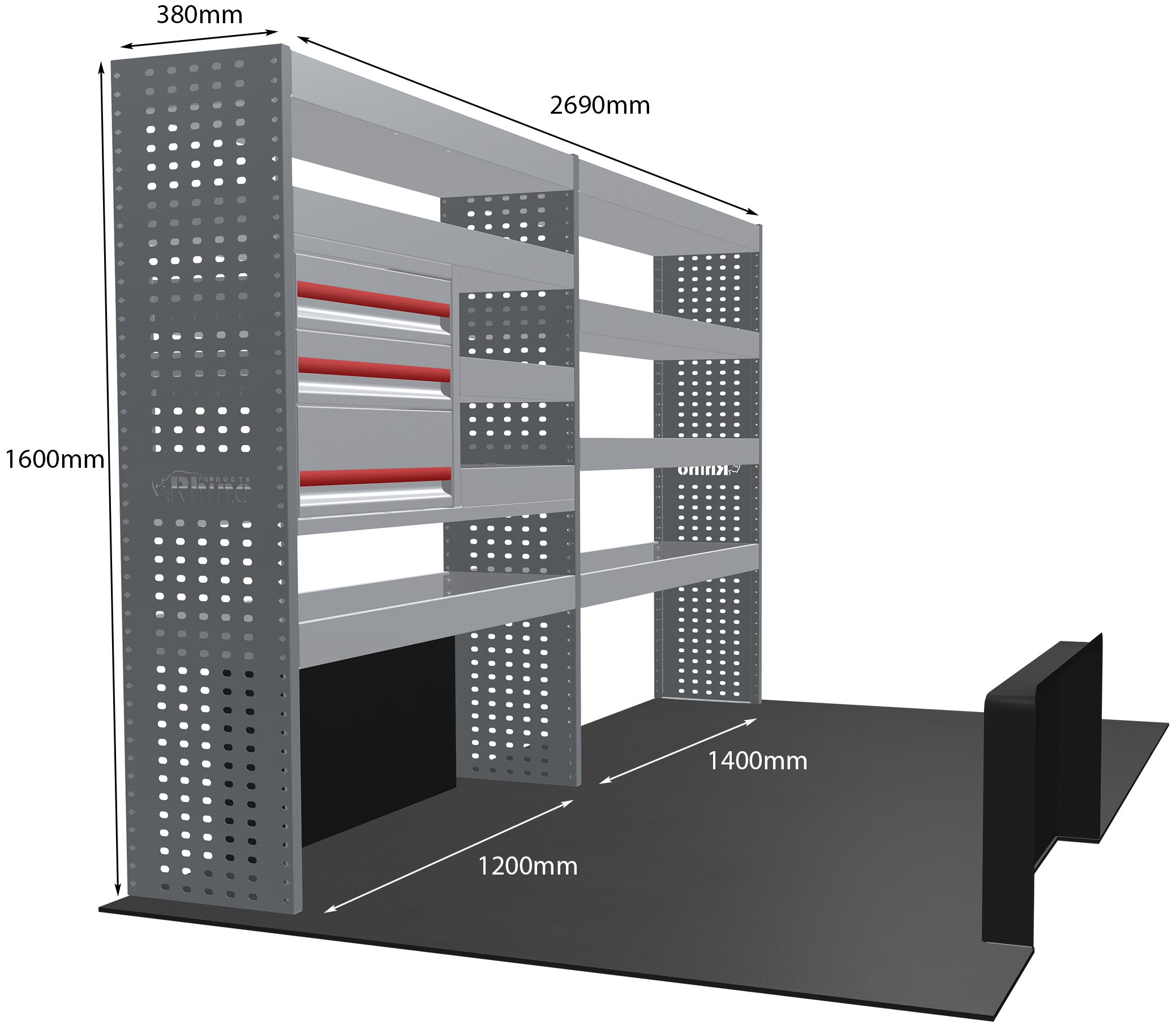 MR4 Fahrzeugeinrichtung Regale und Schubladen Citroën Jumper 2006- - Rhino Products webshop ...