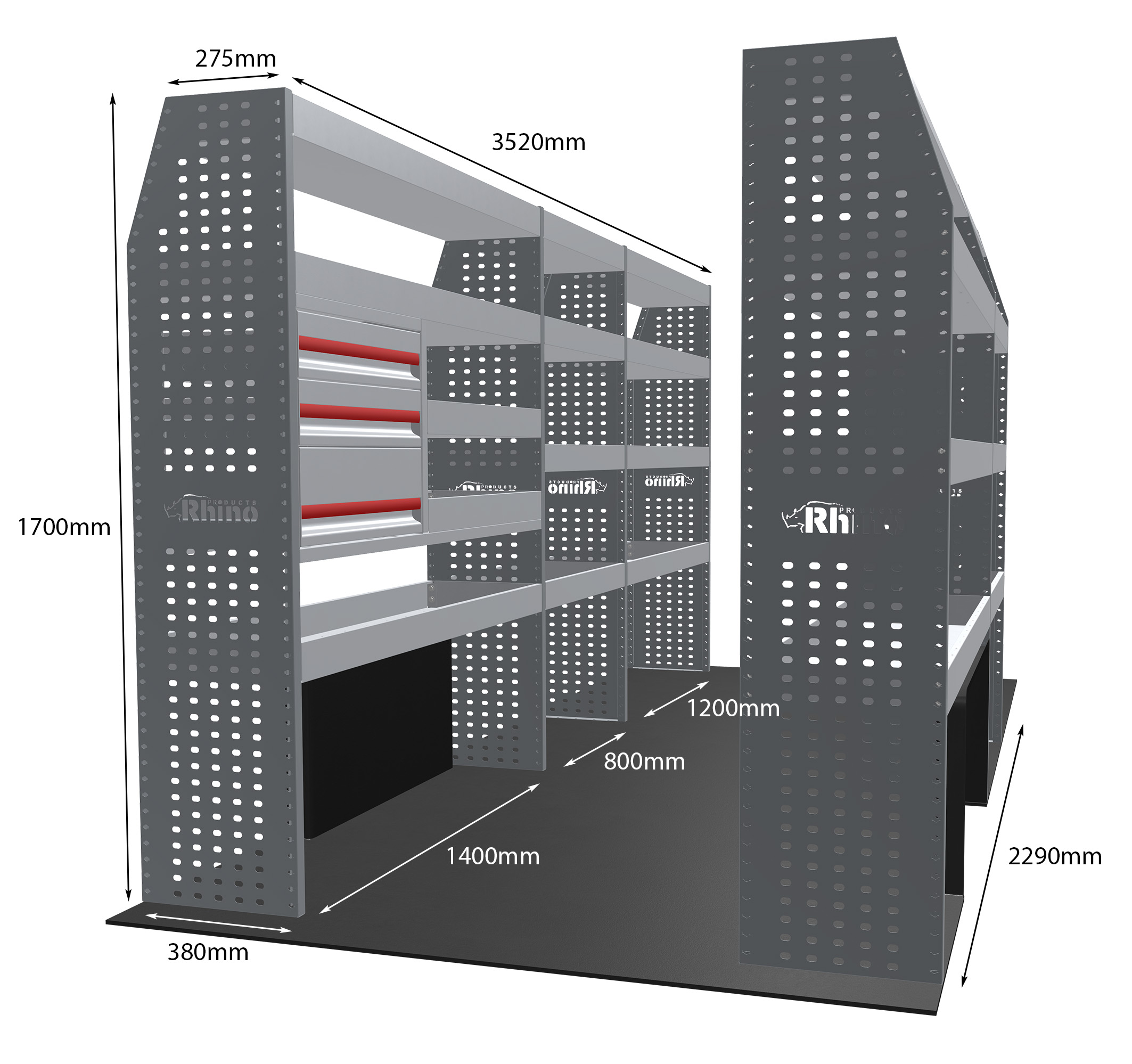 MR4 Fahrzeugeinrichtung Regale und Schubladen Fiat Ducato 2006- - Rhino Products webshop - Germany