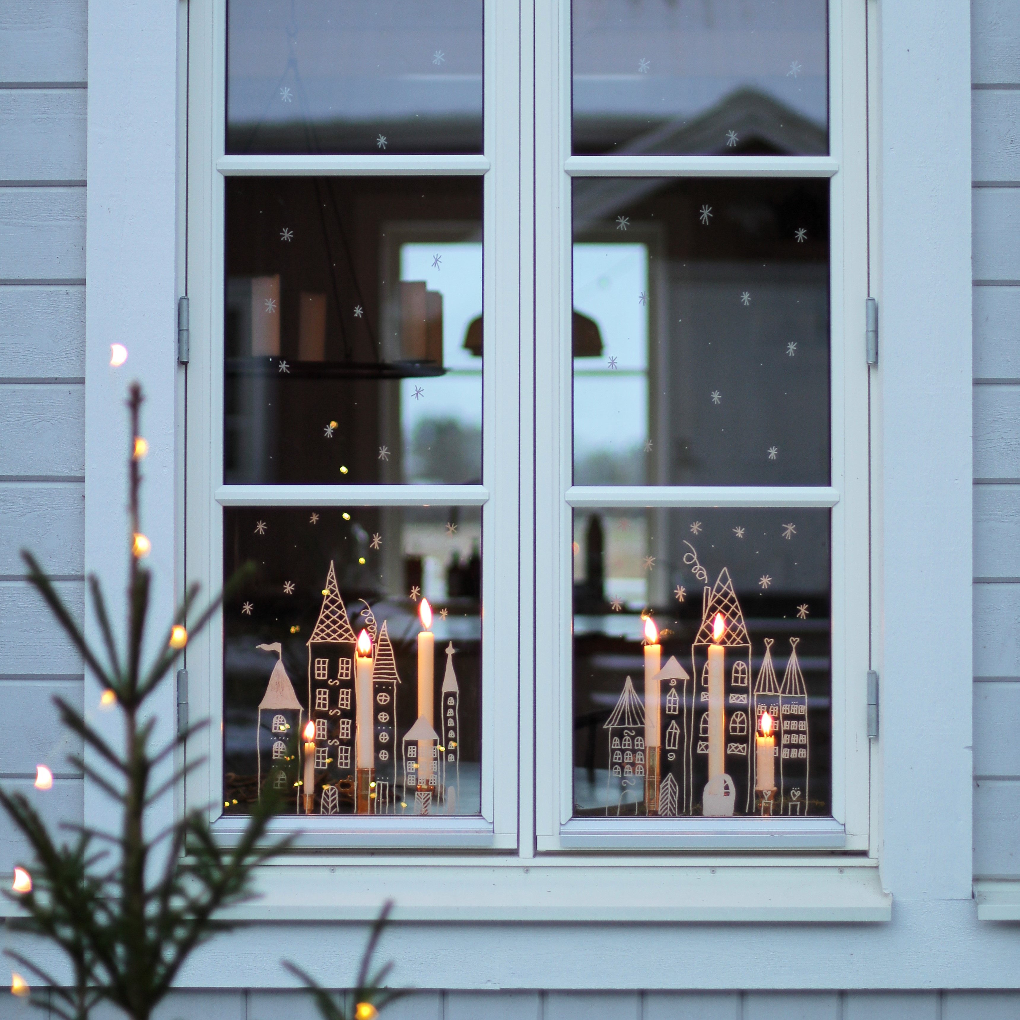 "Julstaden 1" Stor Mall - För att måla på fönster - ÄNGSHEM INREDERI