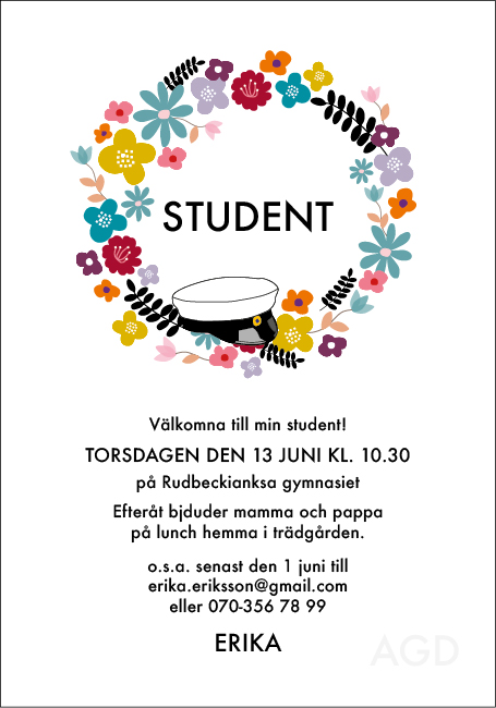 Studentkort Blomsterkrans - Anna Göran Design