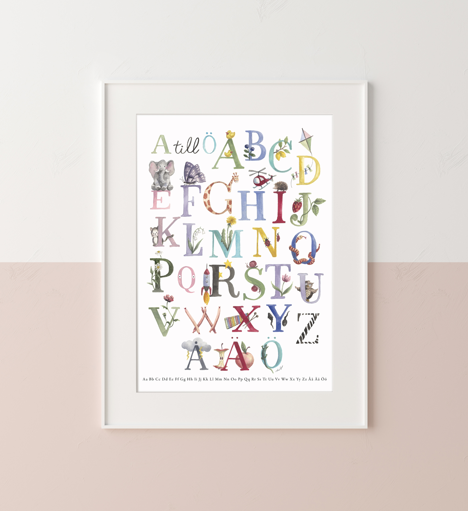 Poster alfabetet. A till Ö affisch till barnrummet ABC-poster