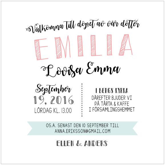 Inbjudan dop - Anna Göran Design