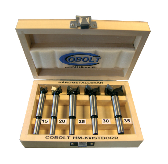 HM-kvistborrsats i trälåda, 15 - 35 mm - Plano Maskin AB