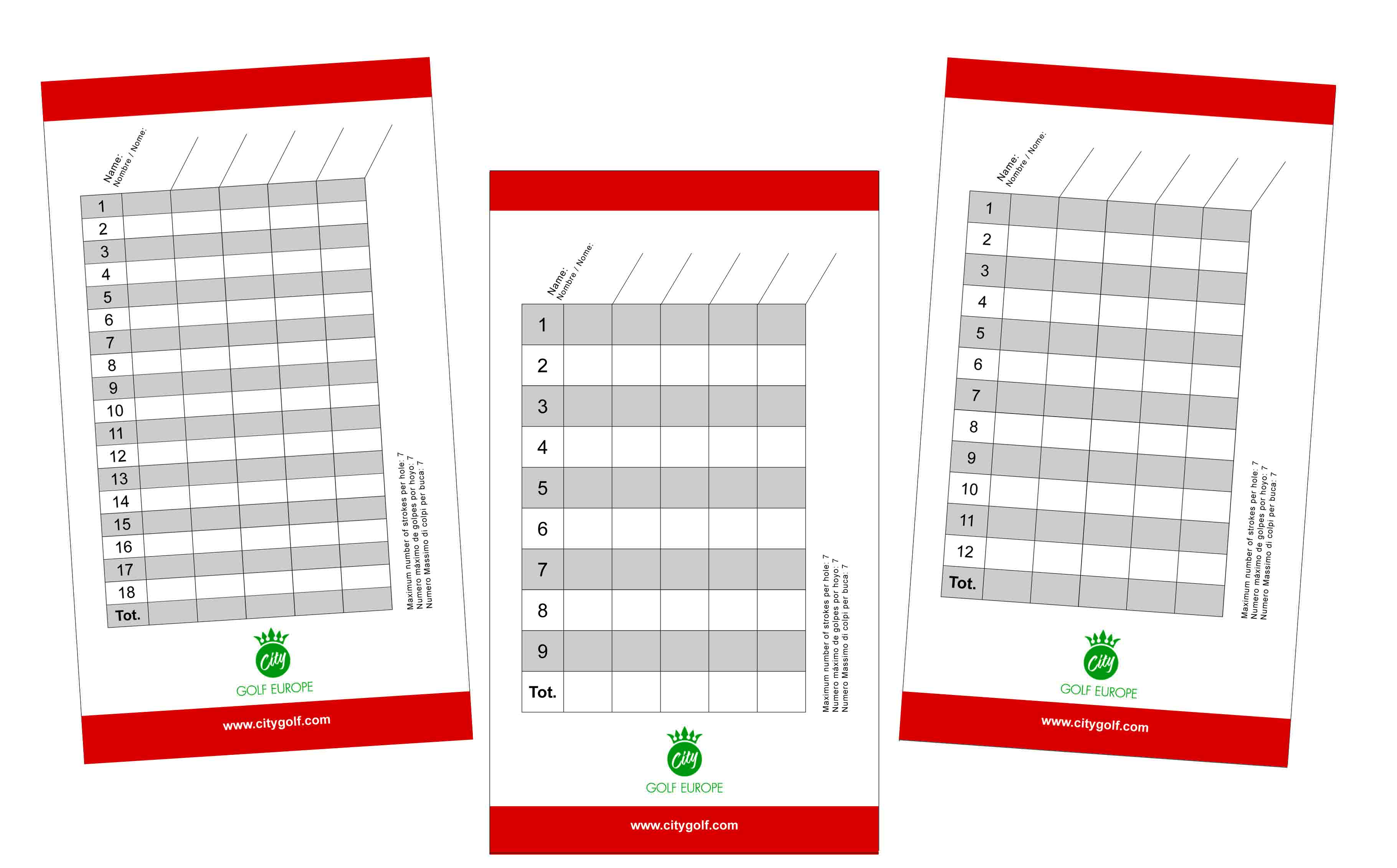 Mini Golf Score Card - City Golf Europe
