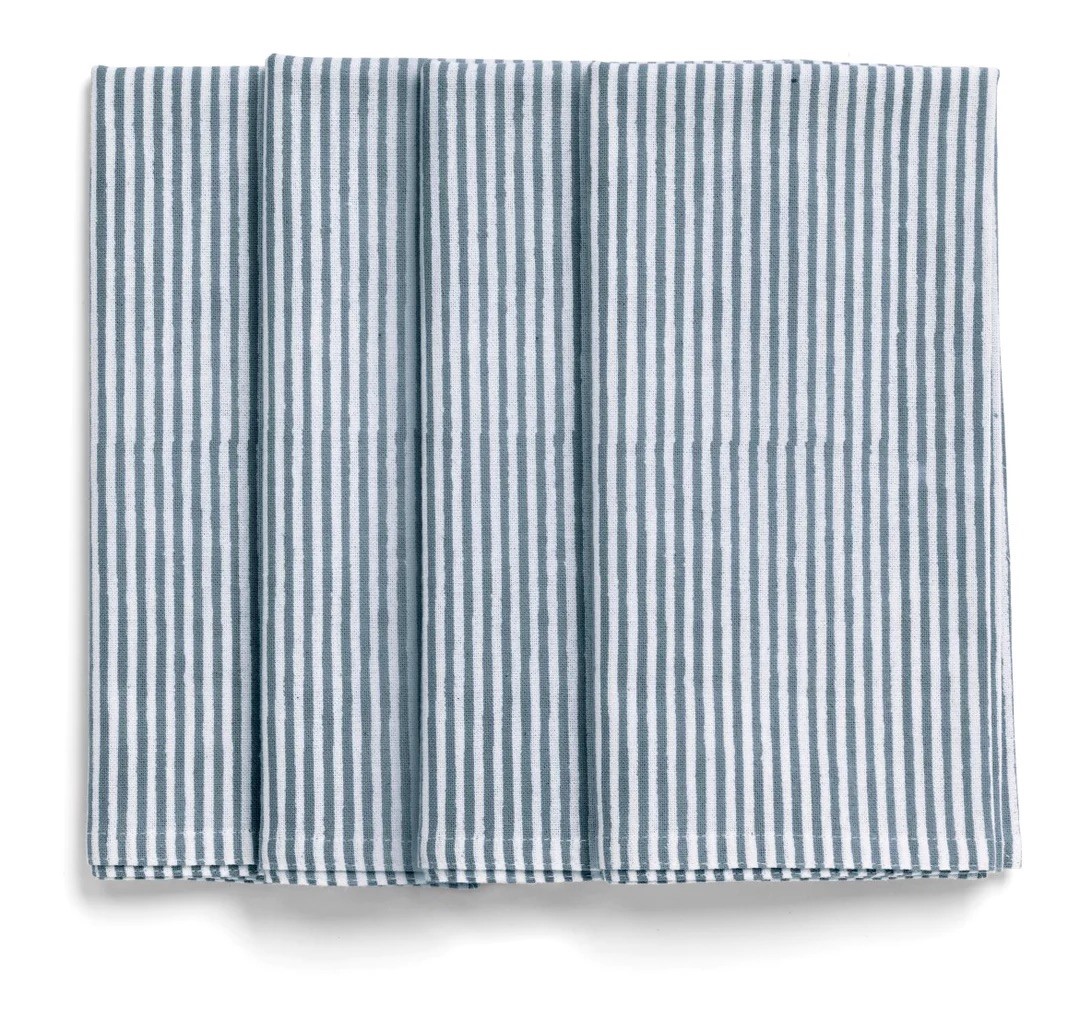 Napkin - Stripe Cashmere blue 4-pack 50x50 - MiNilla