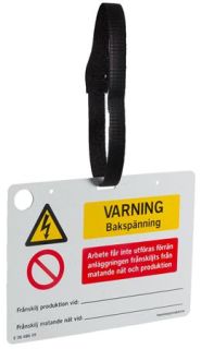 skylt "VARNING" Bakspänning. - 24solar - nätbutik för solceller och ...