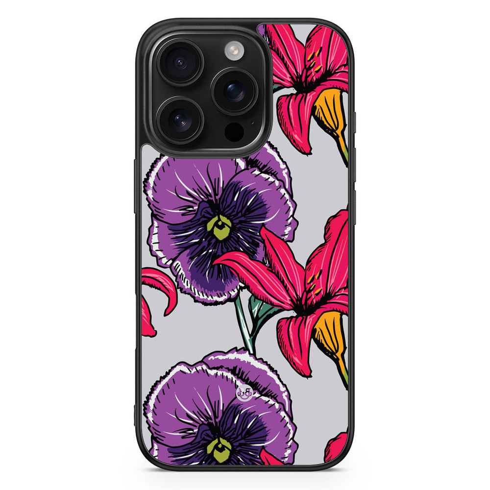 iPhone 16 Pro Case - Purple/Cerise Floral - BJORNBERRY