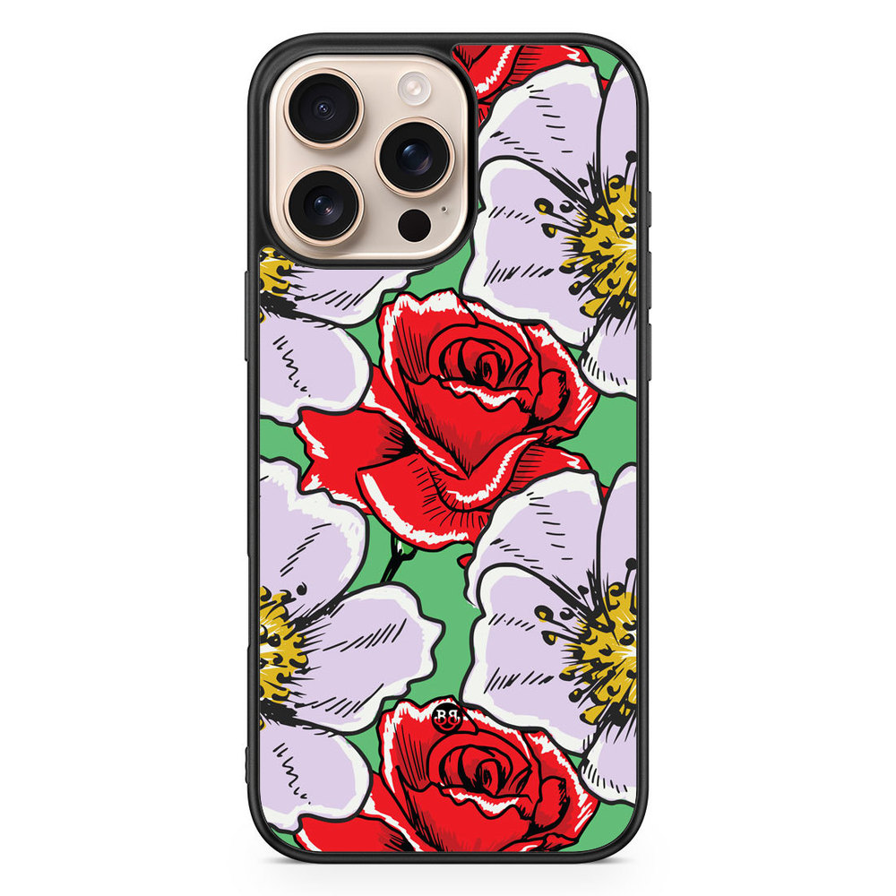 iPhone 16 Pro Max Case - Red & White Floral - BJORNBERRY
