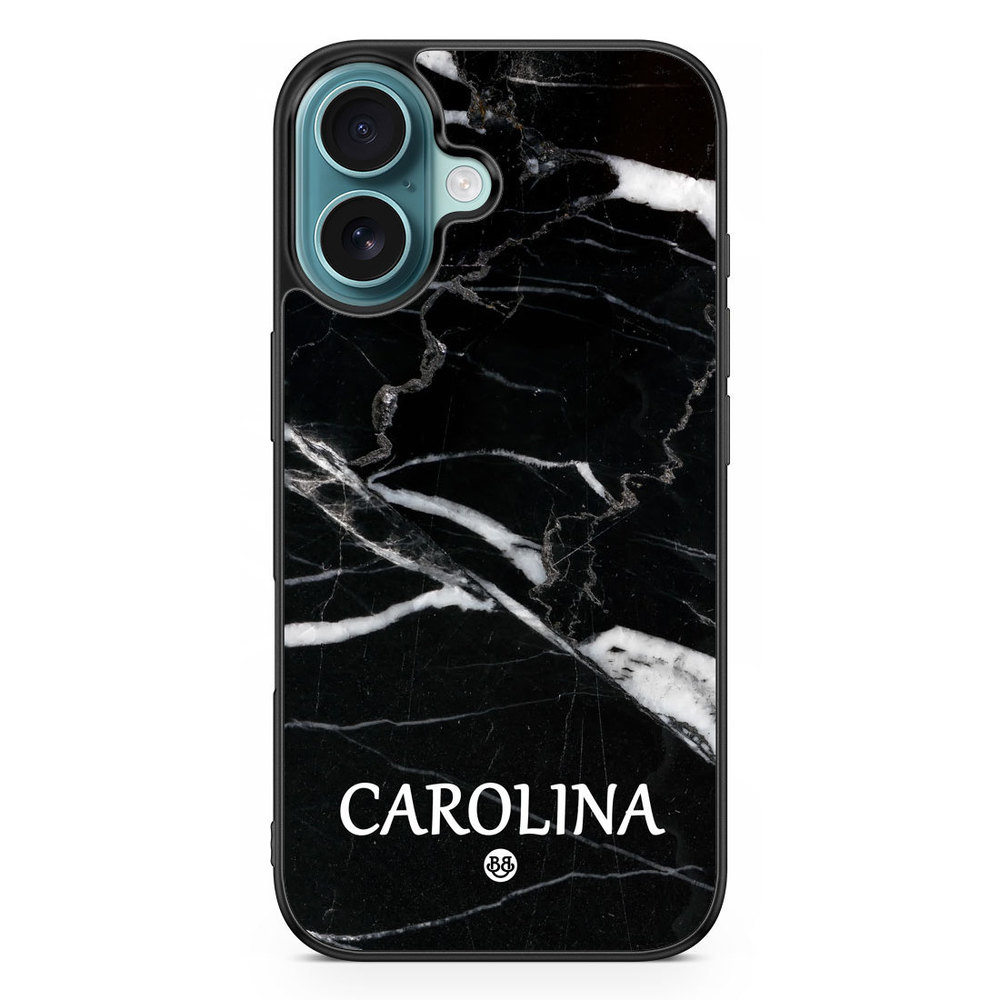 iPhone 16 Custom Case - Black Marble Name - BJORNBERRY
