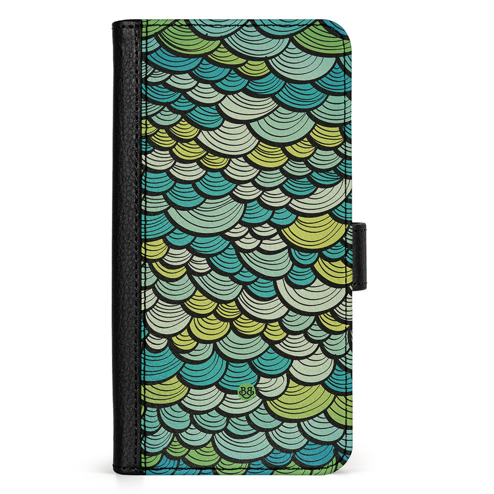 iPhone 16 Pro Wallet Case - Green Mermaid Scales - BJORNBERRY