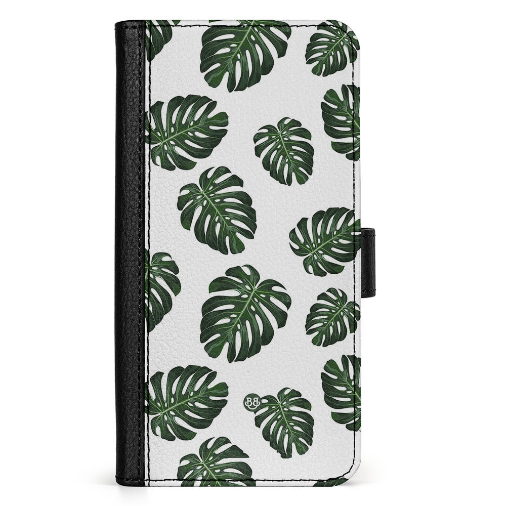 iPhone 16 Plus Wallet Case - Monstera Pattern - BJORNBERRY
