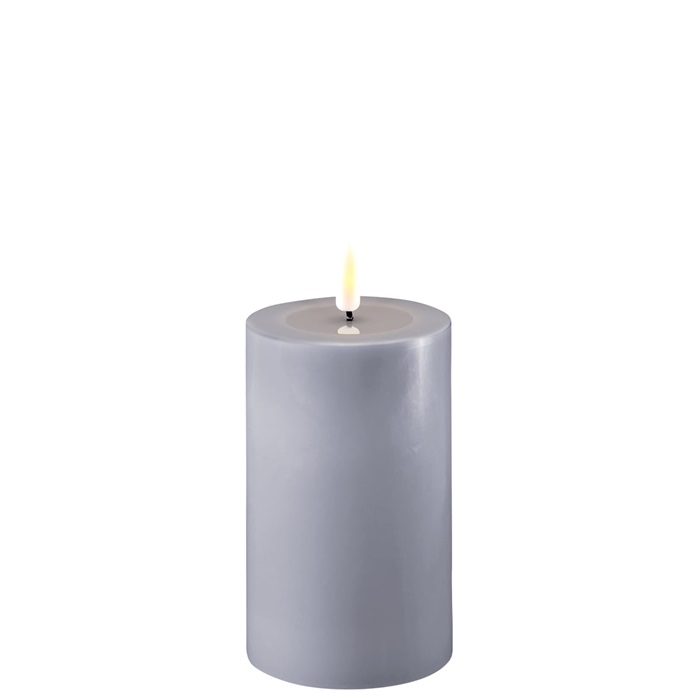 Deluxe Homeart - Blockljus - Dust Blue - 7,5x12,5 cm - VitVitareVitast