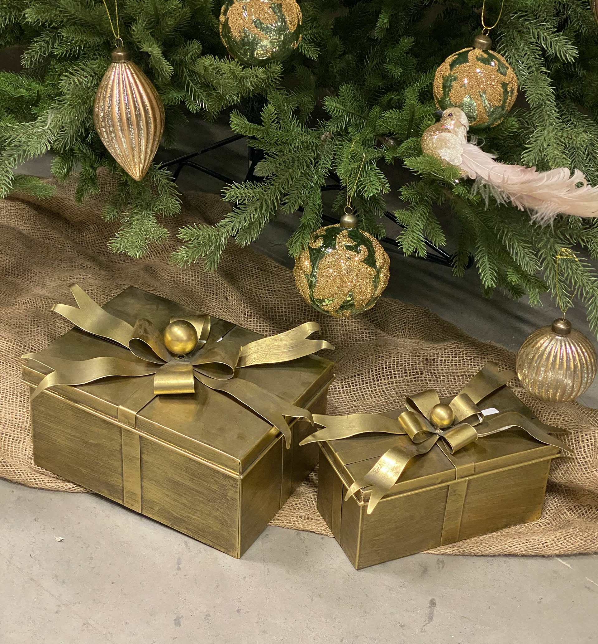 Box/Låda med lock - Paket/Julklapp Antik Mässing - 23x11x13,5 cm ...