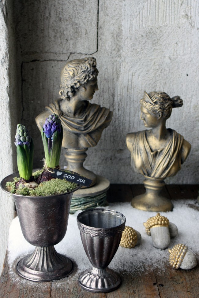 Staty/Byst - Dam - Svart/Guld Antik - 30 cm - VitVitareVitast