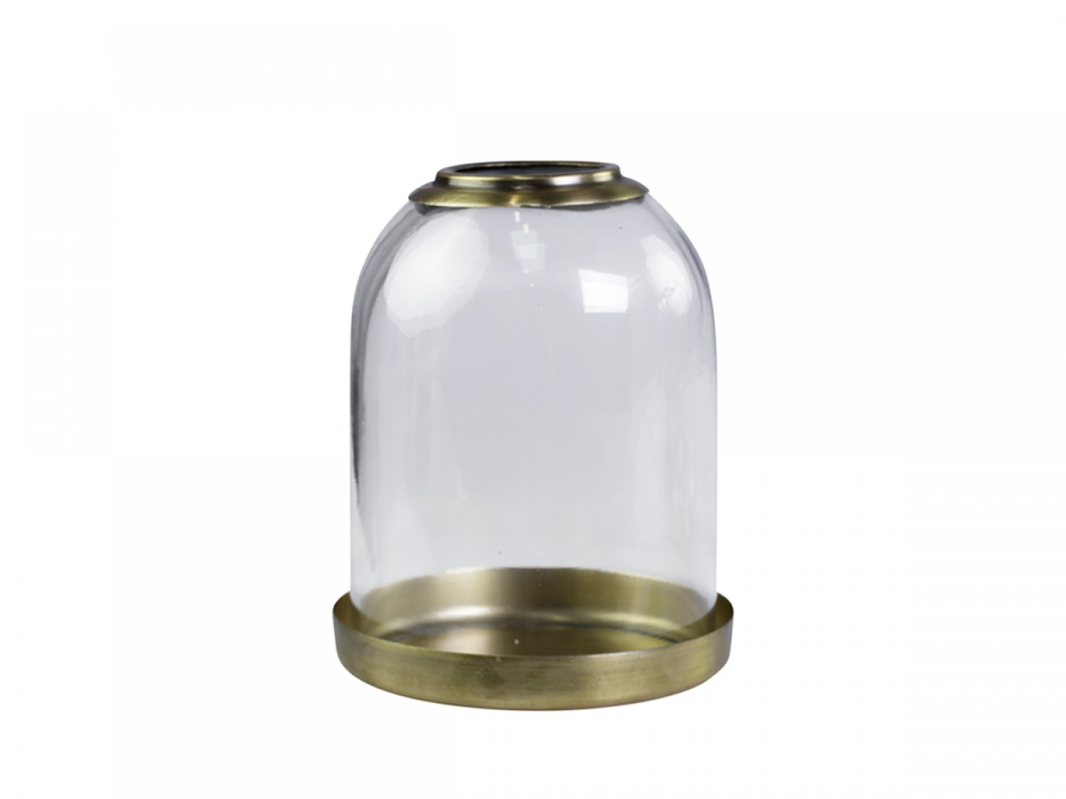 Glaskupa med fat - Stormglas - Lykta - Mässing - 26,5 cm - VitVitareVitast
