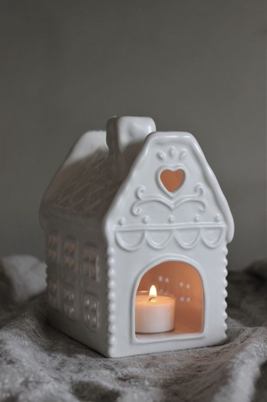Huslykta - Lykta hus - Vit - Pepparkakshus - Large - VitVitareVitast