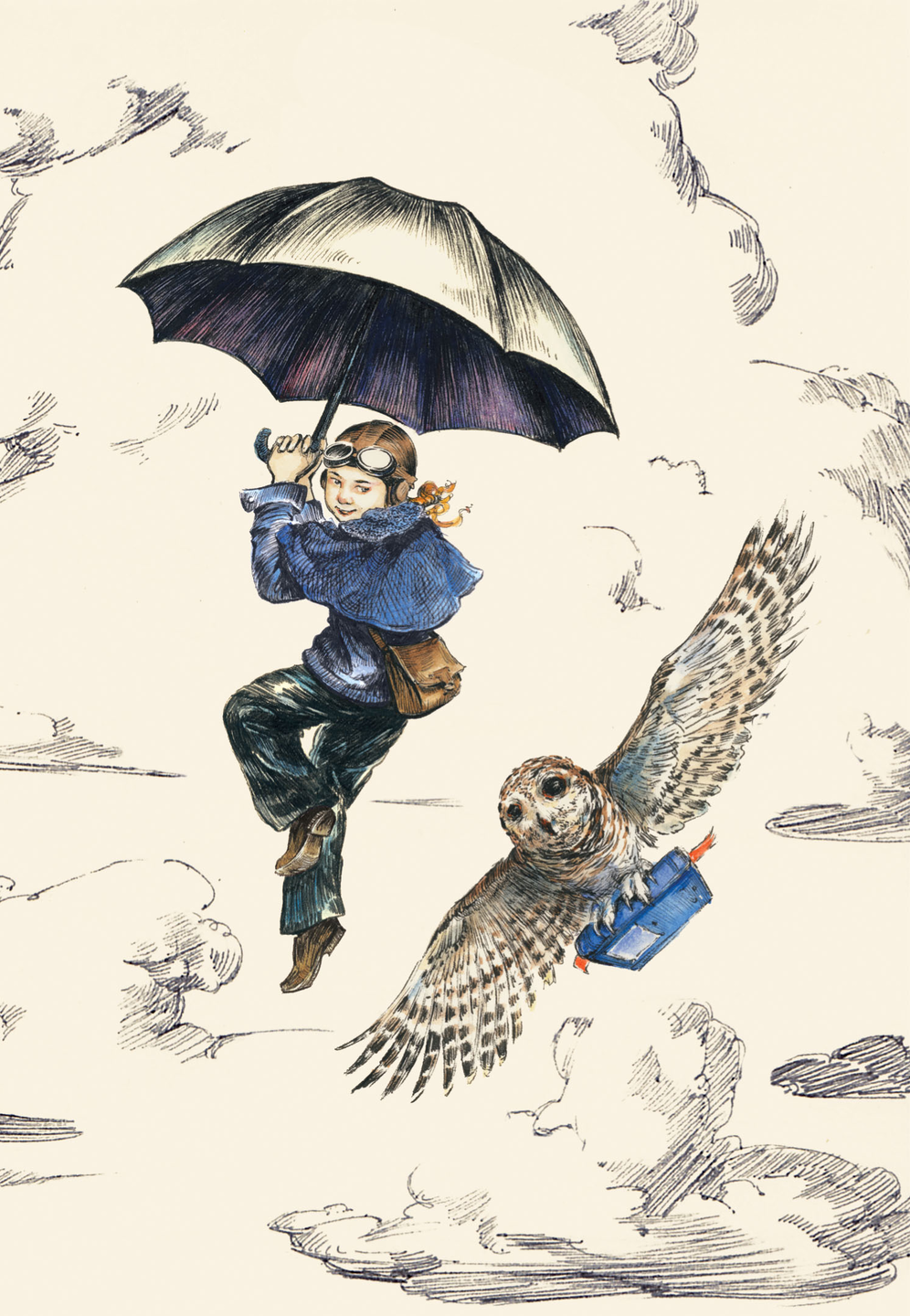 Elise Hurst : Storytime Girl and owl - Kort med kuvert - Bokvännen