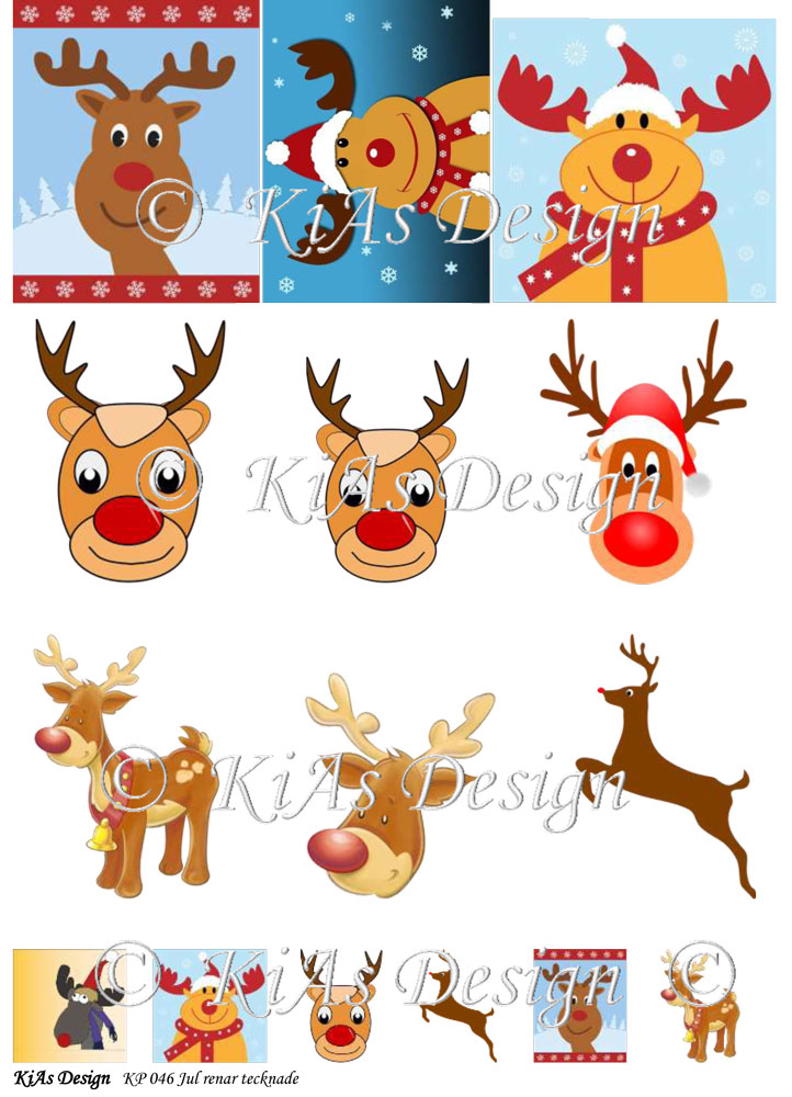 KD Klippark 046 Jul renar tecknade - www.webbshop.kiasbutik.se