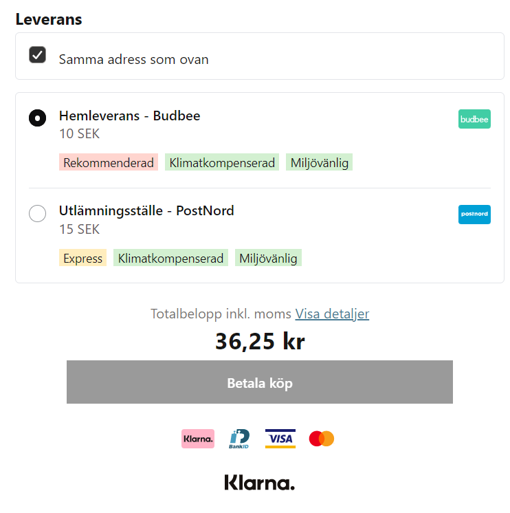 Klarna Shipping Assistant (KSA) with External TMS Shipmondo - Abicart.com