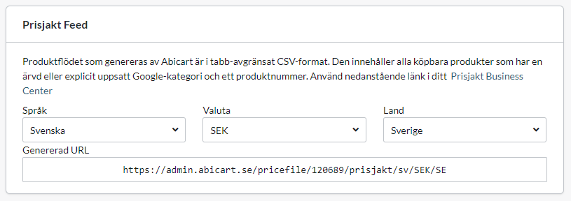 Produktflöde: Prisjakt - Abicart.se