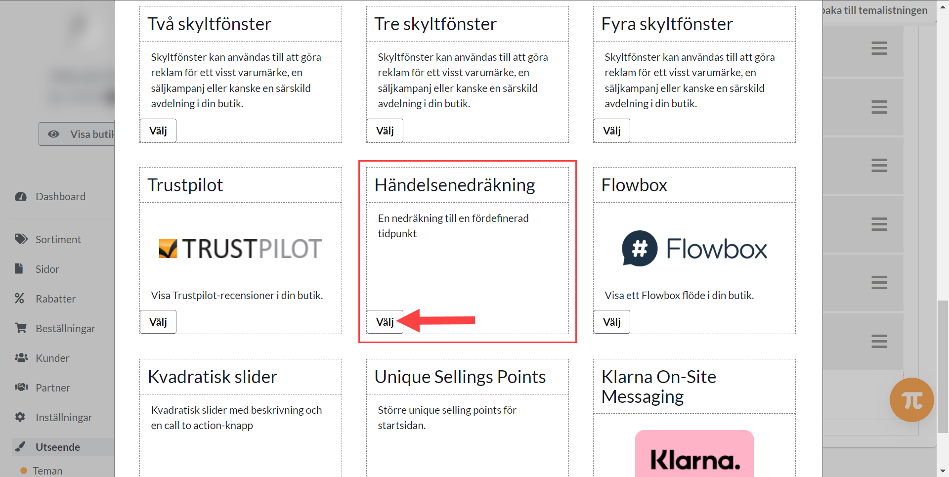 Händelsenedräkning - Abicart.se